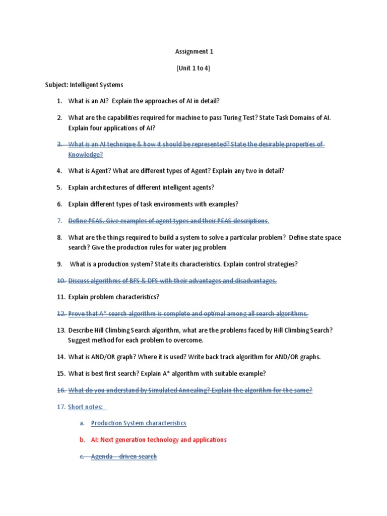 Intelligent Systems Assignment Overview | PDF | Intelligence (AI ...