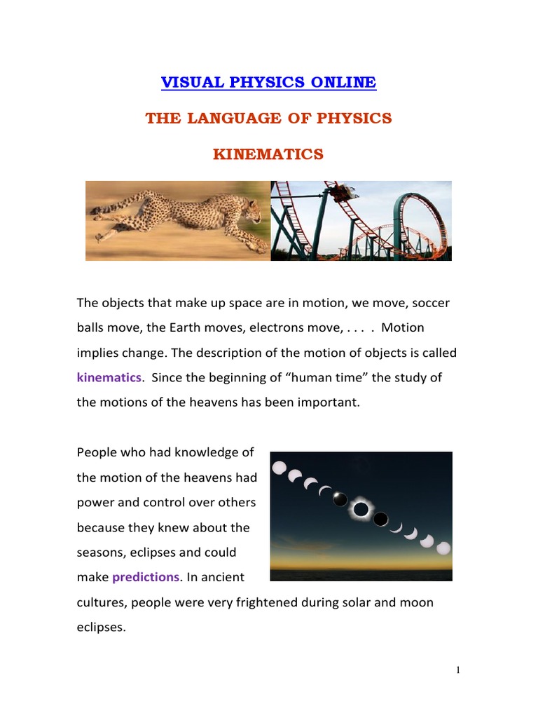 The Language of Physics Kinematics | PDF | Euclidean Vector | Science