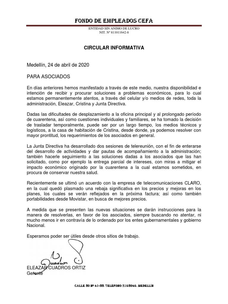 Circular Informativa | PDF