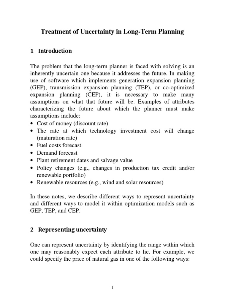 Treatment of Uncertainty in Long-Term Planning | PDF | Probability ...