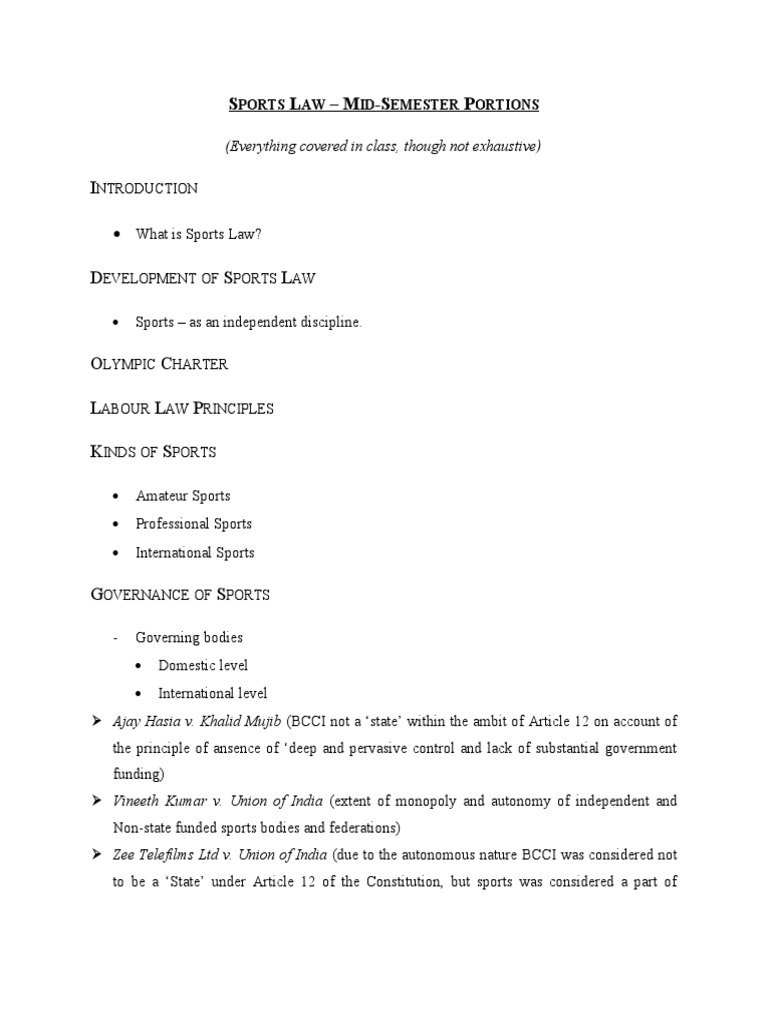 Overview of Sports Law Fundamentals | PDF | Duty Of Care | Negligence