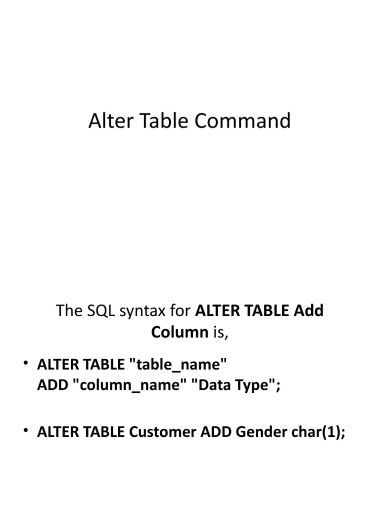 Alter Table Command | PDF | Software Engineering | Teaching Mathematics