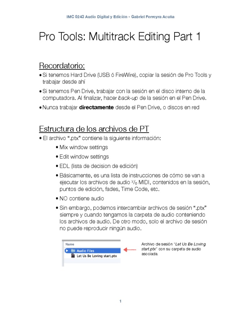 Pro Tools Multitrack Editing Part 1 PDF | PDF | Archivo de computadora ...