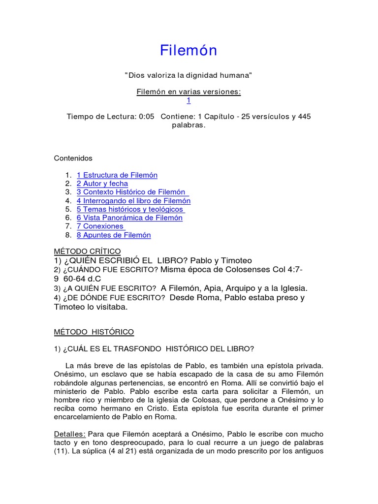 Filemón Con Todos Los Datos PDF | PDF | Epístola a Filemón | Pablo el ...