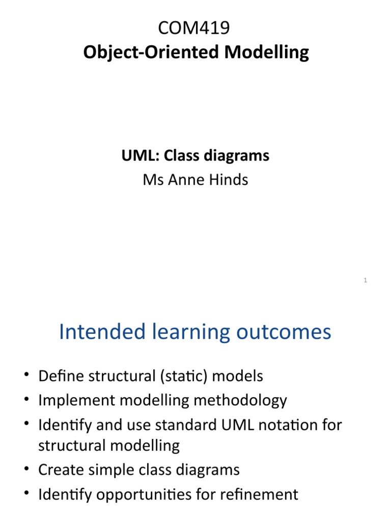 Object-Oriented Modelling: UML: Class Diagrams | PDF | Class (Computer ...