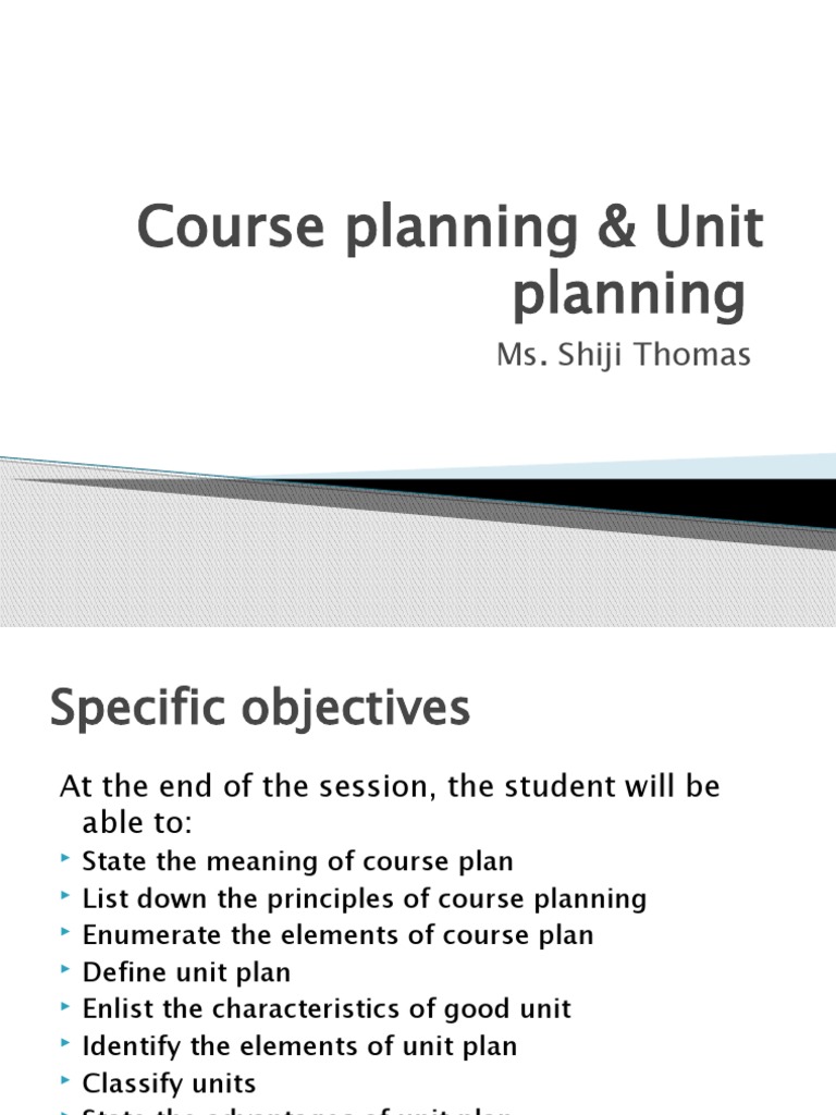 Course Plan & Unit Plan | PDF | Learning | Evaluation