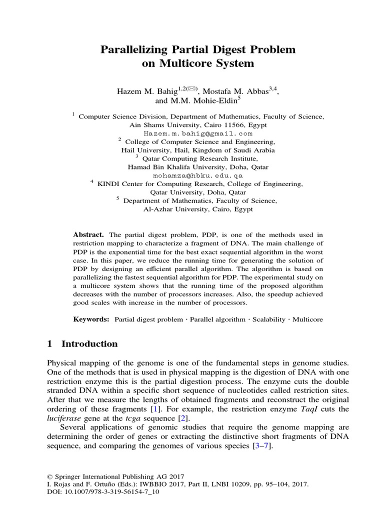 Parallelizing Partial Digest Problem On Multicore System PDF | PDF | Parallel Computing | Multi ...