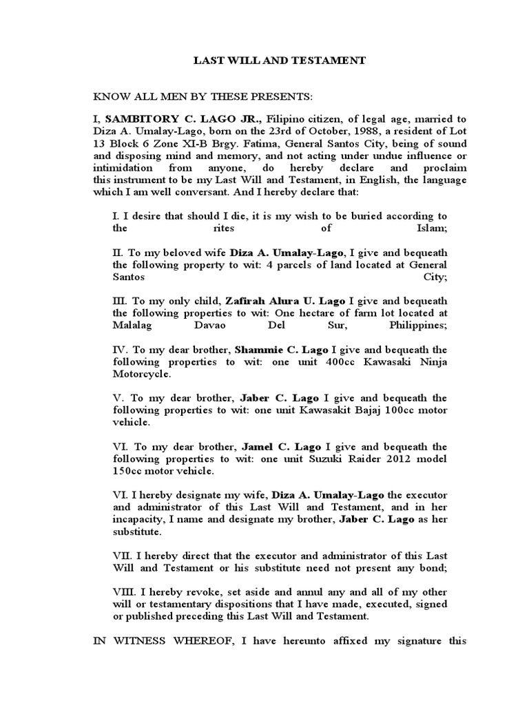 004 C Notarial Will | PDF | Wills And Trusts | Will And Testament