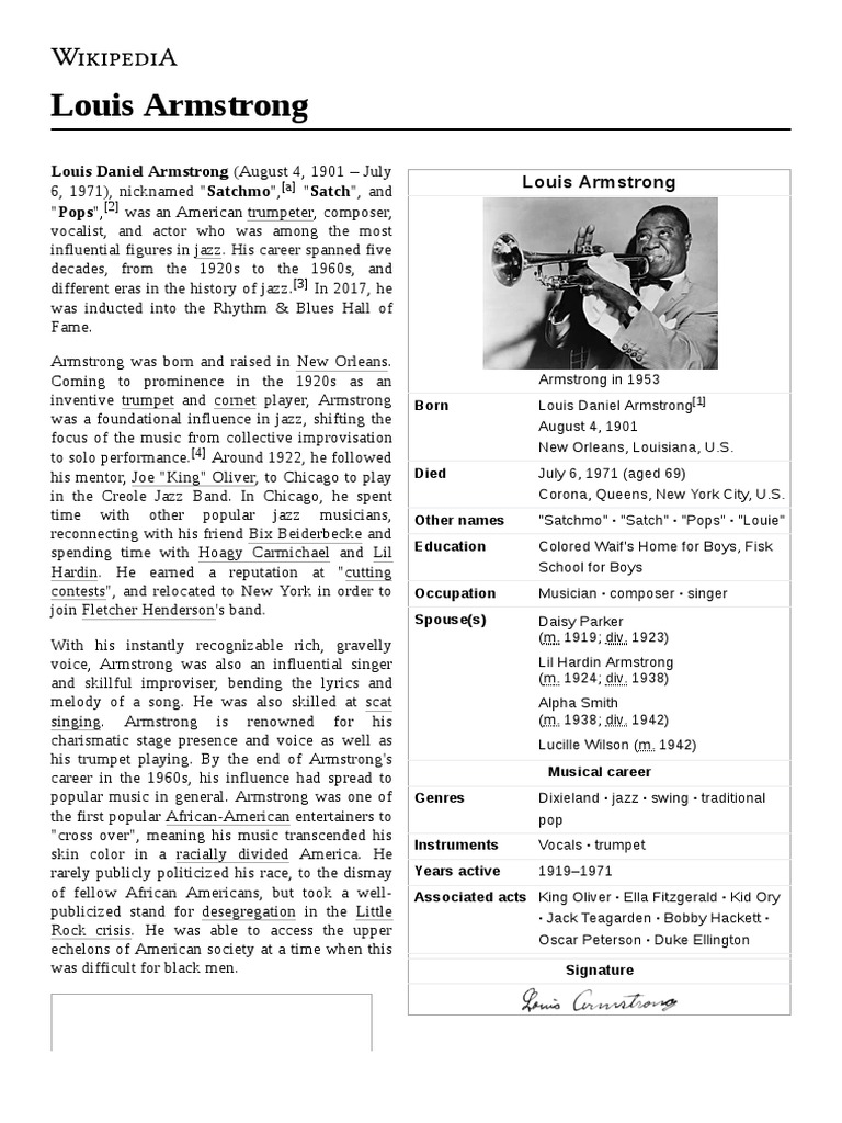Louis Armstrong | PDF | Jazz | African American Music