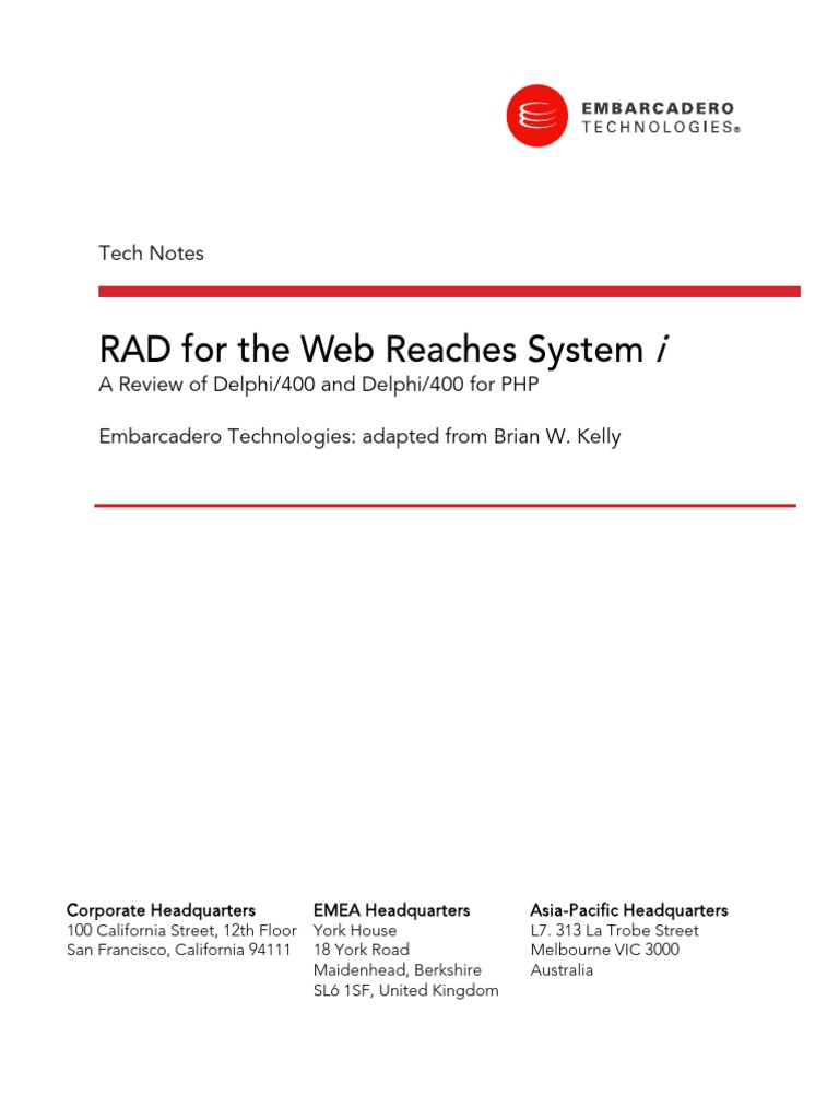 RAD For The Web Reaches System: Tech Notes | PDF | Ibm System I ...