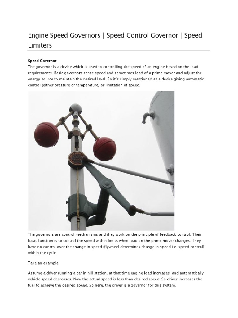 Understanding Speed Governors in Engines | PDF | Science & Mathematics ...