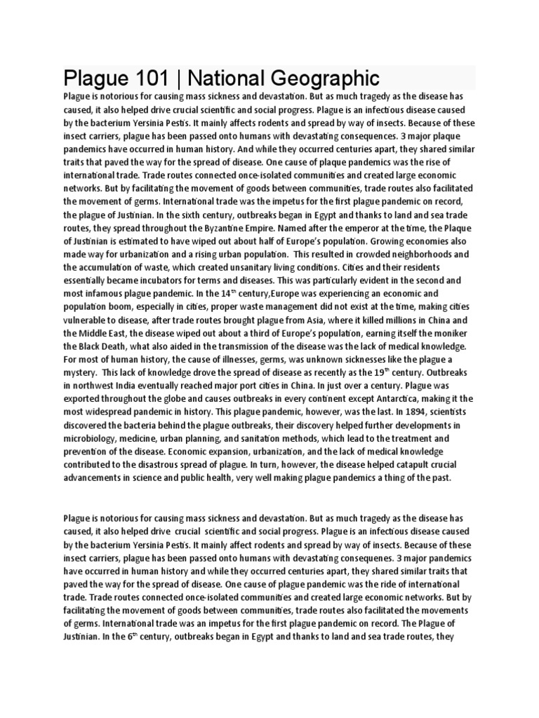 Plague 101 - National Geographic | PDF | Pandemic | Black Death