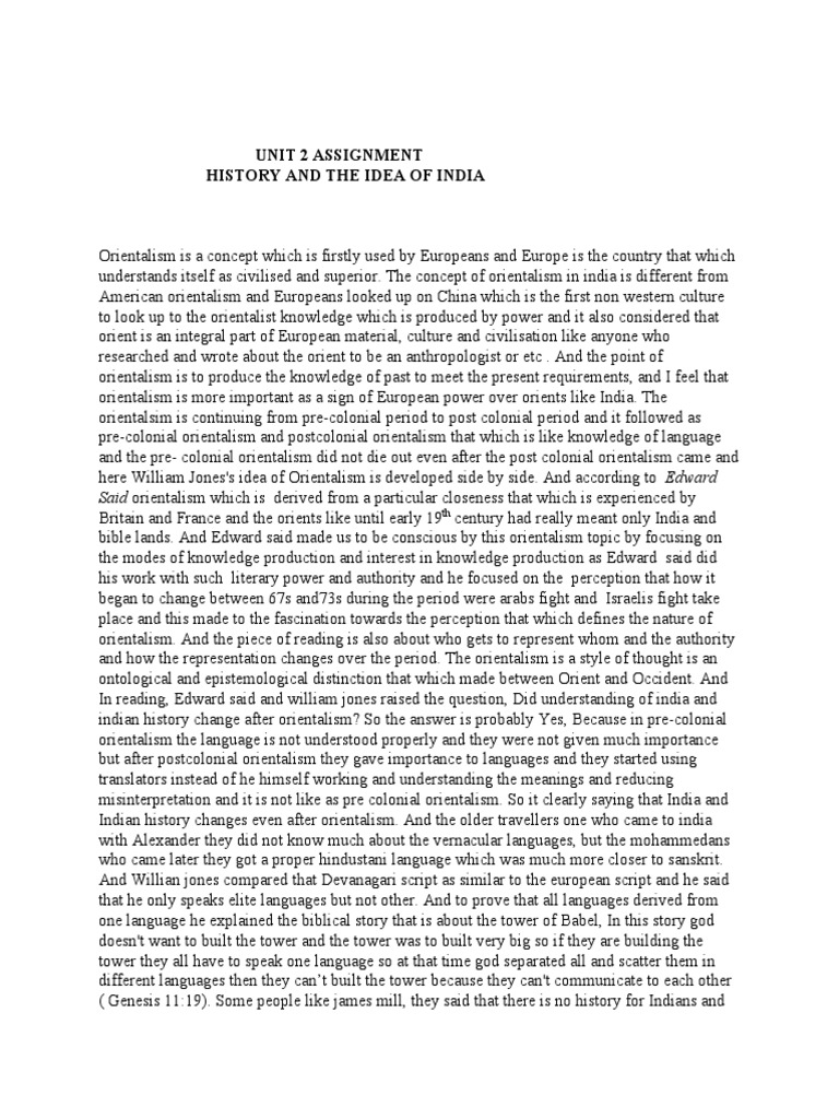 History Unit 2 Assignment | PDF | Orientalism | Utilitarianism