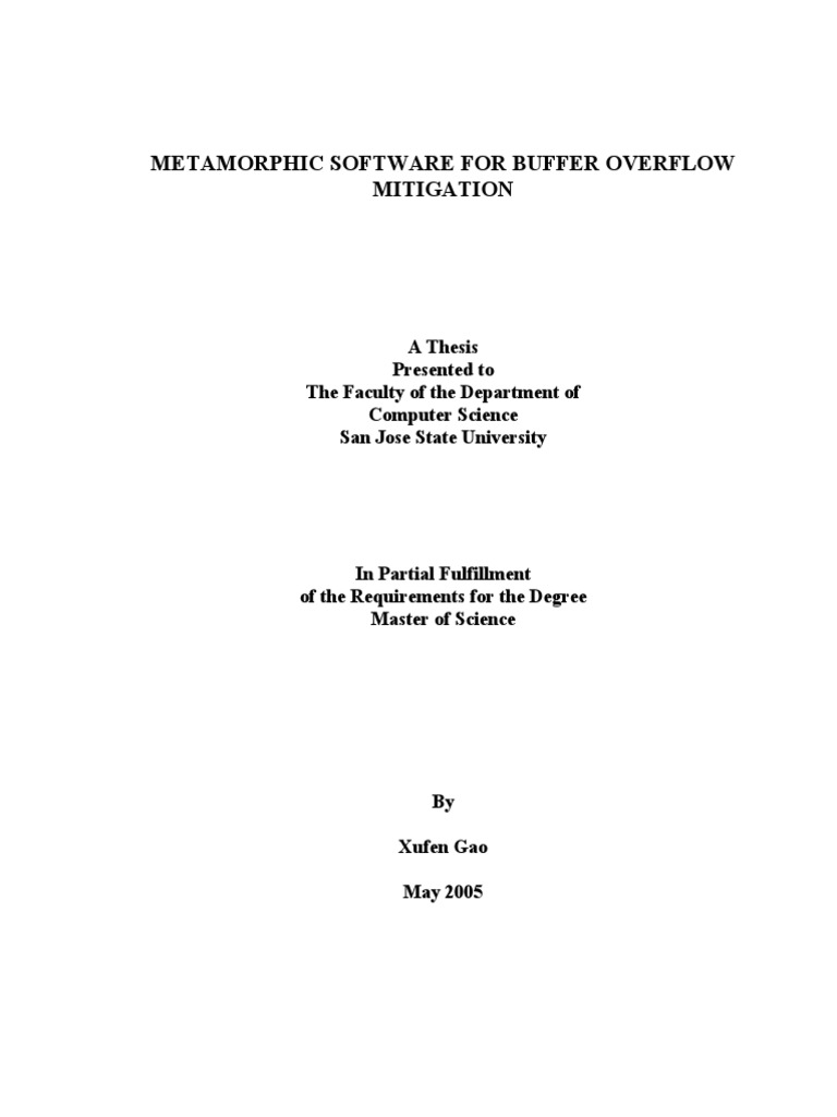Metamorphic Software For Buffer Overflow Mitigation | PDF | Subroutine ... Metamorphic Software For Buffer Overflow Mitigation | PDF | Subroutine ...