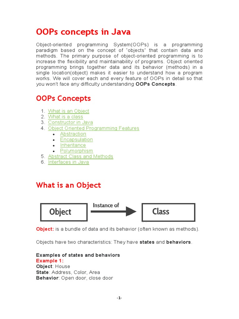 OOPs Concepts in Java | PDF | Class (Computer Programming) | Method ...