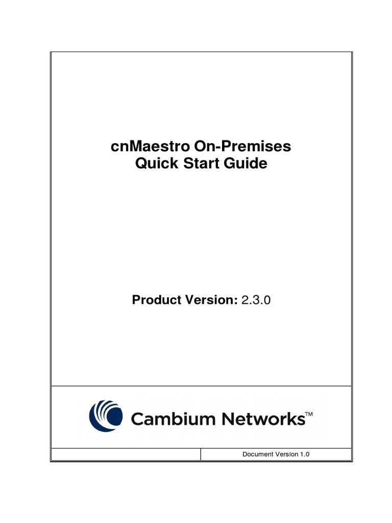 CnMaestro On-Premises 2.3.0 Quick Start | PDF | Virtualization | V Mware