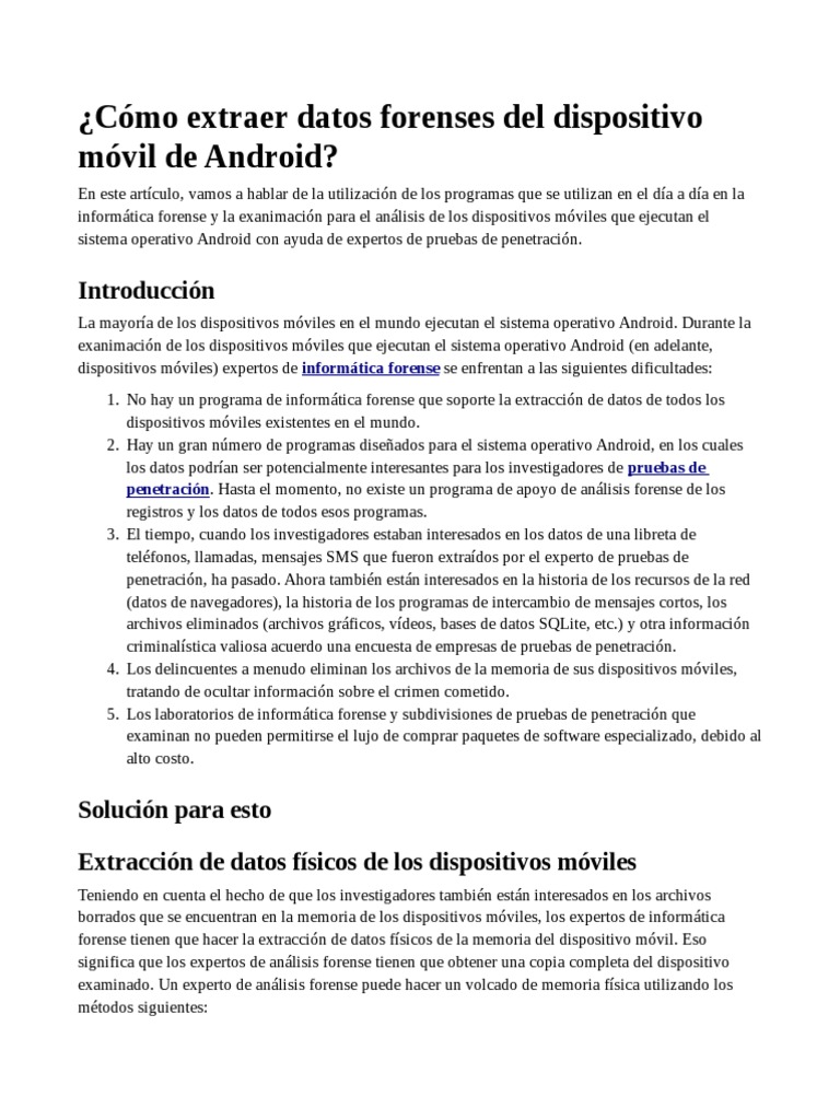 Extracción de datos forenses en Android | PDF | Informática forense ...