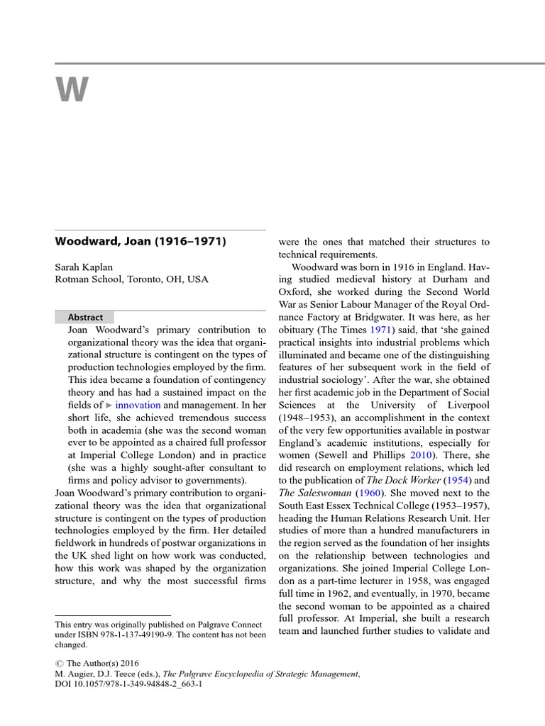 Joan Woodward PDF | PDF | Sociology | Organizational Behavior