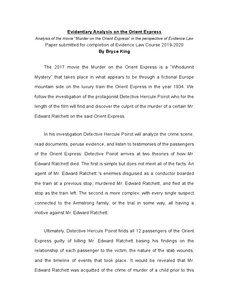 Evidentiary Analysis On The Orient Express | PDF | Hercule Poirot ...