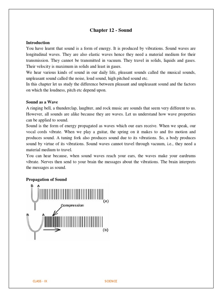 Chapter 12 - Sound Revision Notes | Download Free PDF | Sound | Ultrasound