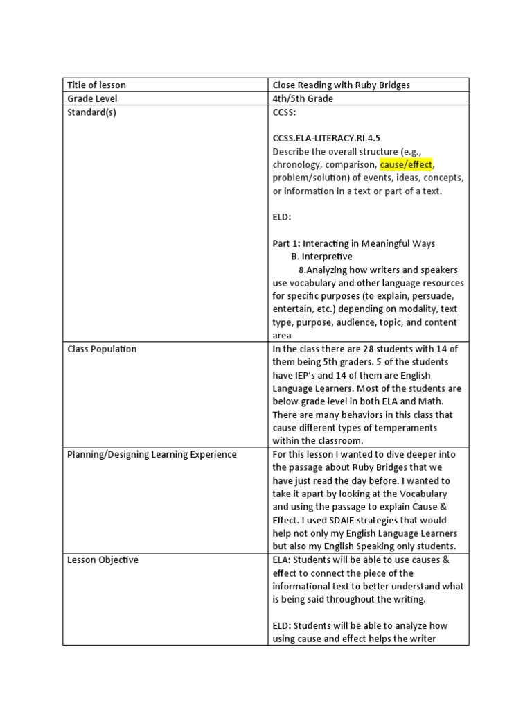 Edtpa Lesson Plan 2 | PDF | Vocabulary | Lesson Plan