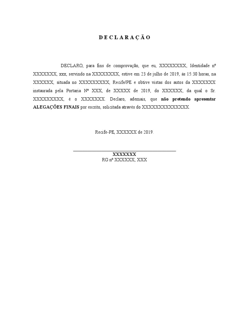 Modelo Declaração | PDF