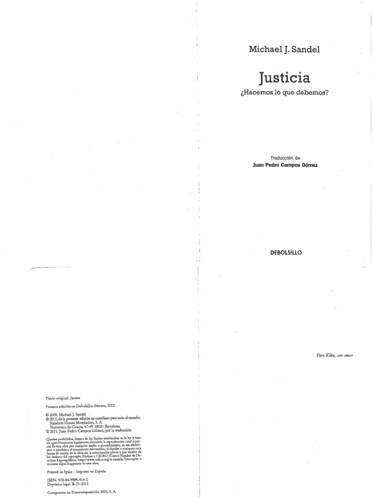 Justicia. Hacemos Lo Que Debemos - Sandel (Cap.8) | PDF