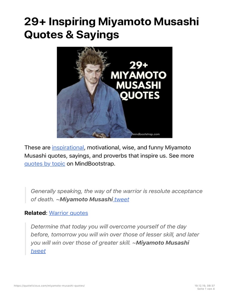 Warrior Wisdom: Musashi Quotes | PDF | Social Science