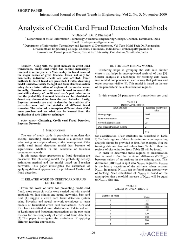 Analysis of Credit Card Fraud Detection Methods | PDF | Bayesian Inference | Normal Distribution