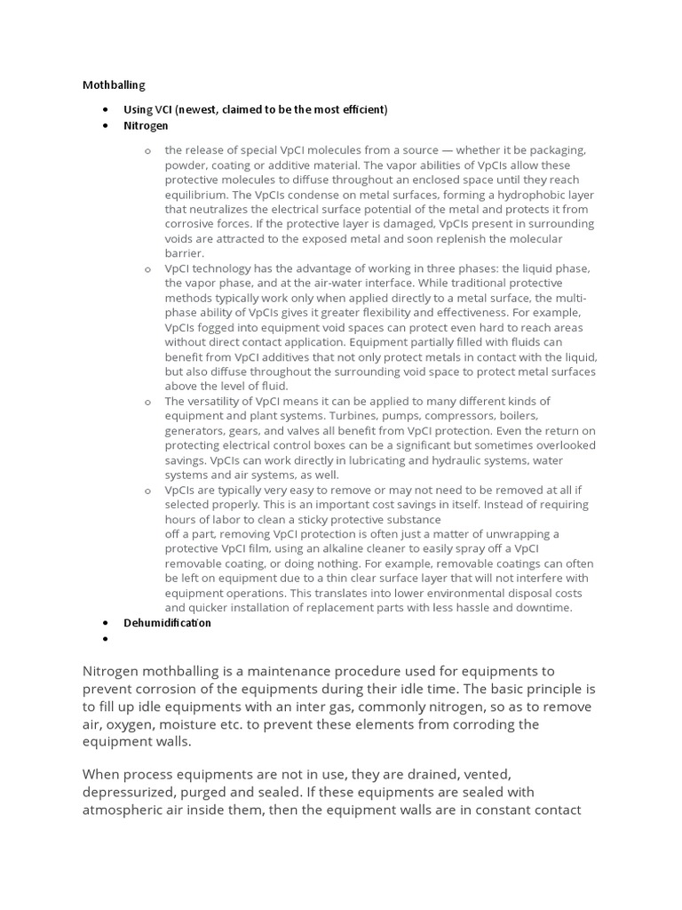 Mothballing Using VCI (Newest, Claimed To Be The Most Efficient ...