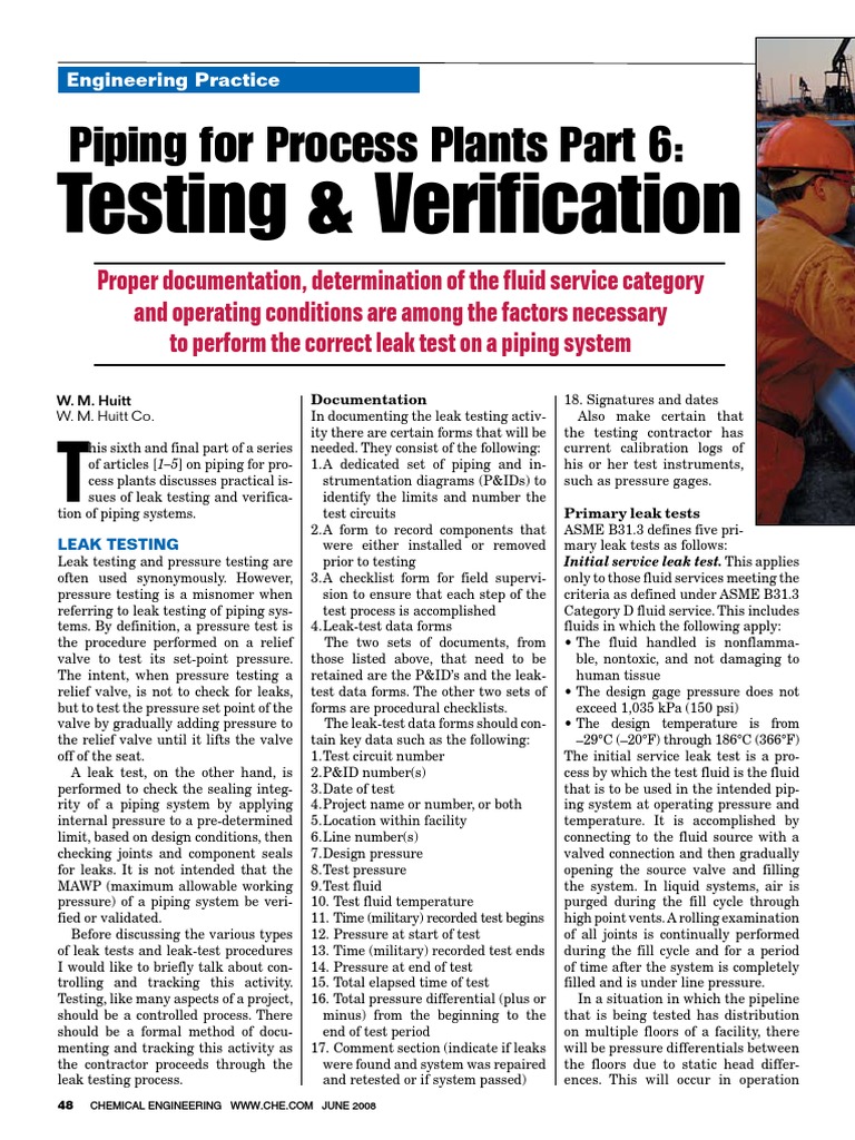 Piping For Process Plants Part 6 PDF | PDF | Leak | Pipe (Fluid Conveyance)