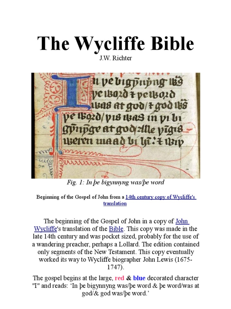The Wycliffe Bible | PDF | Bible