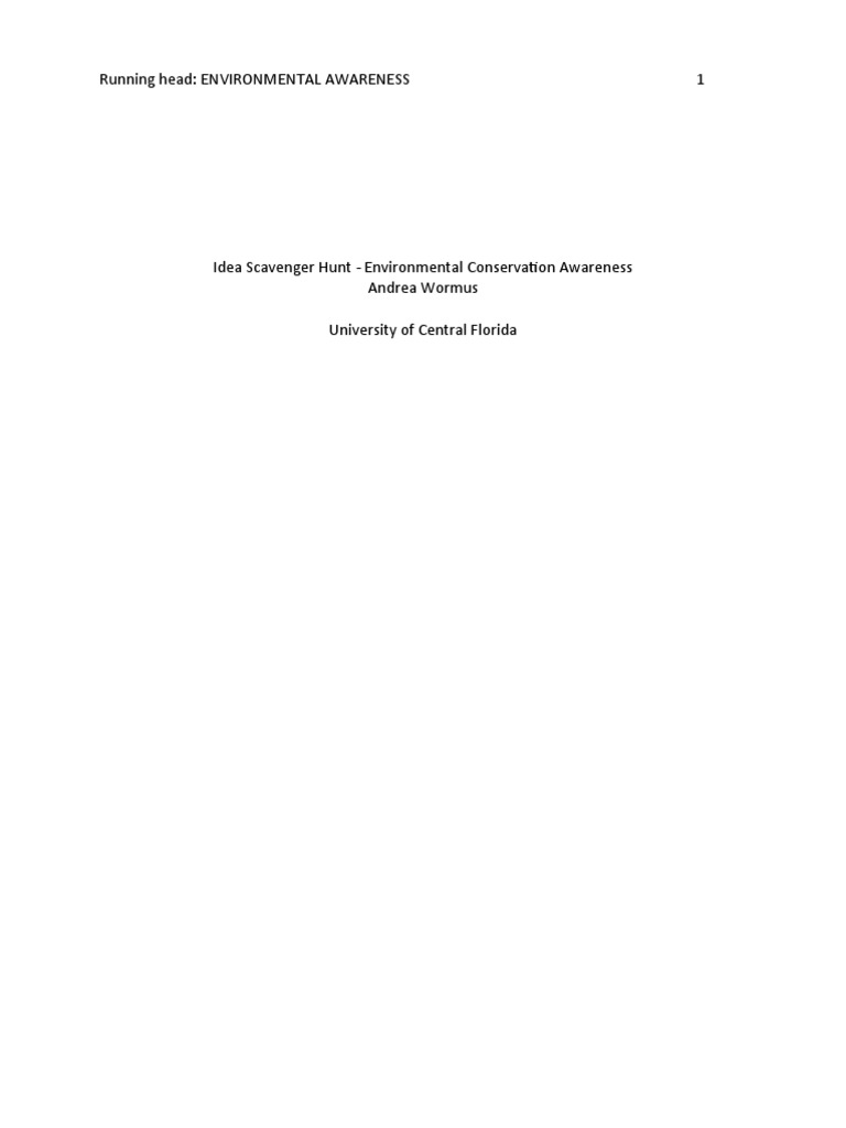 Idea Scavenger Hunt - Environmental Conservation Awareness 2 1 | PDF ...