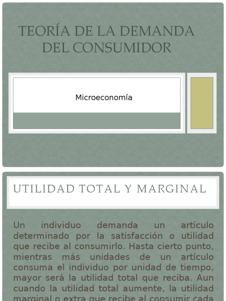 Teoría de la Demanda del consumidor | PDF | Utilidad | Utilidad marginal