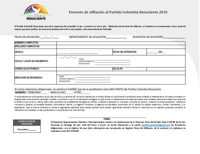 Formato Afiliación | PDF | Colombia | Gobierno