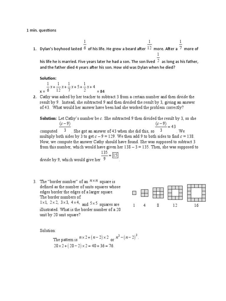 1 Min - Warm-Up s3 For Grade6 | PDF | Applied Mathematics | Teaching ...