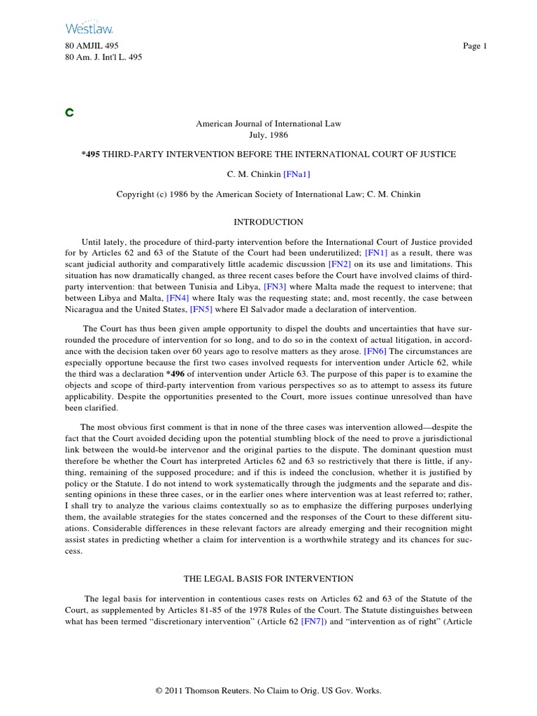 3rd Party Intervention Before The ICJ | PDF | Intervention (Law ...