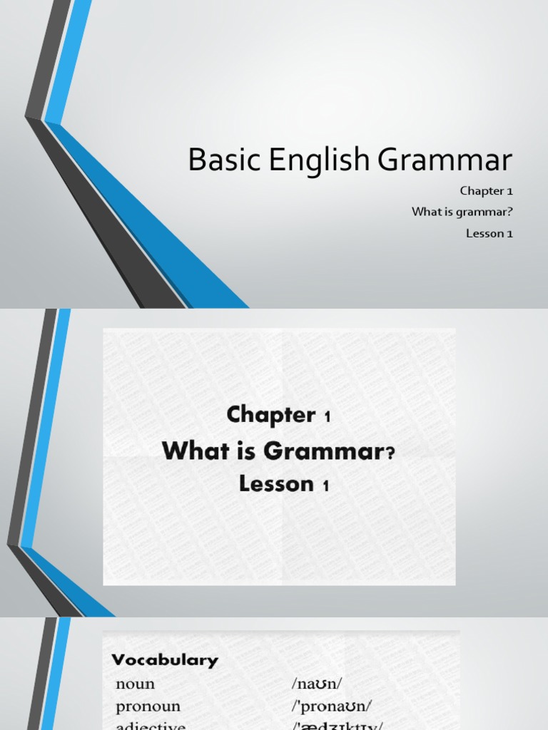Basic English Grammar - Lesson 1 | PDF
