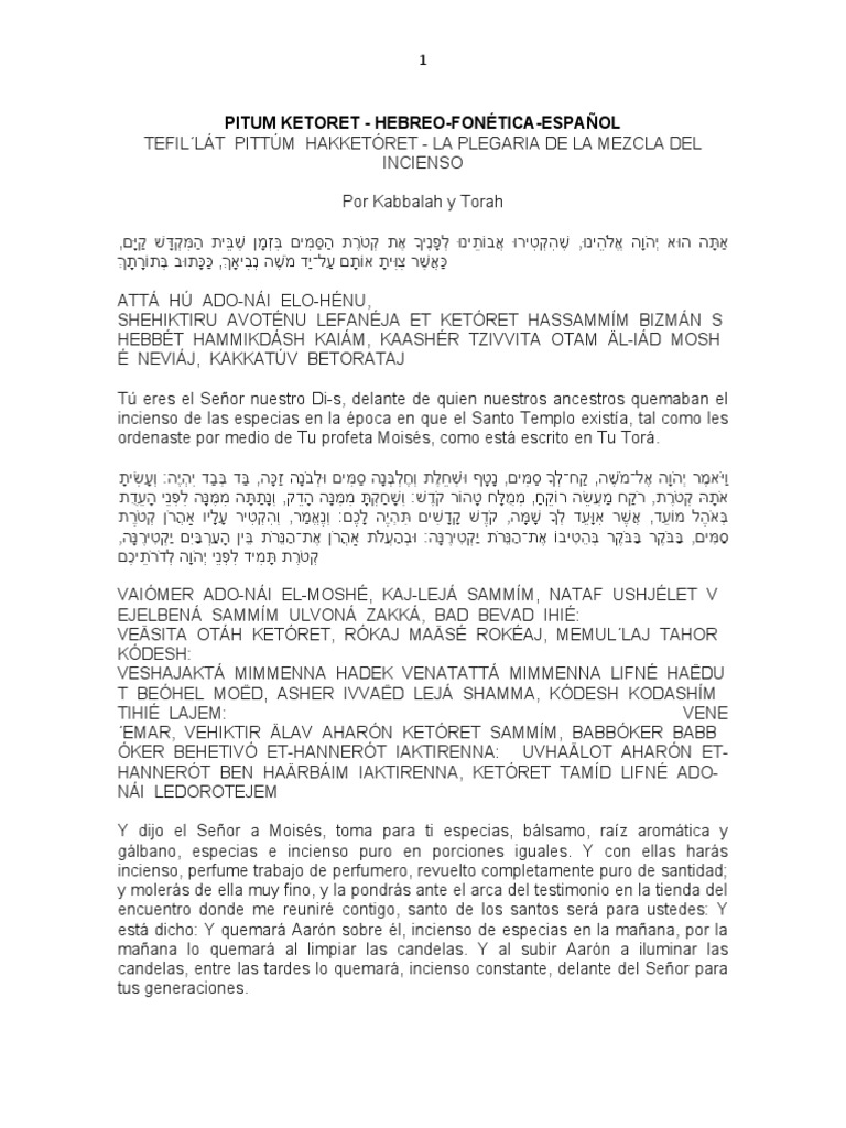 Oración Pitum Ketoret | PDF | Textos Religiosos | Religión y creencia