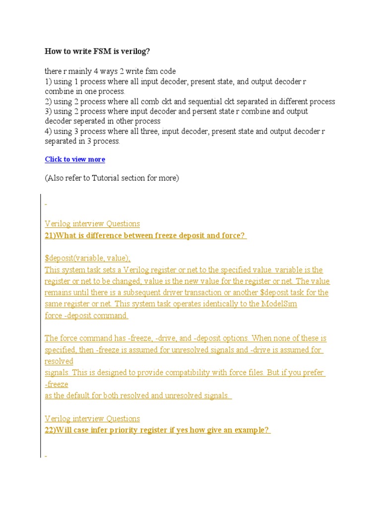 How To Write Fsm Is Verilog Pdf System On A Chip Hardware Description Language