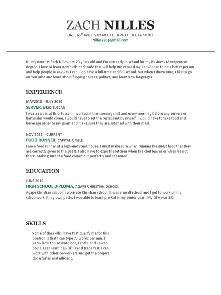 Zach Resume | PDF