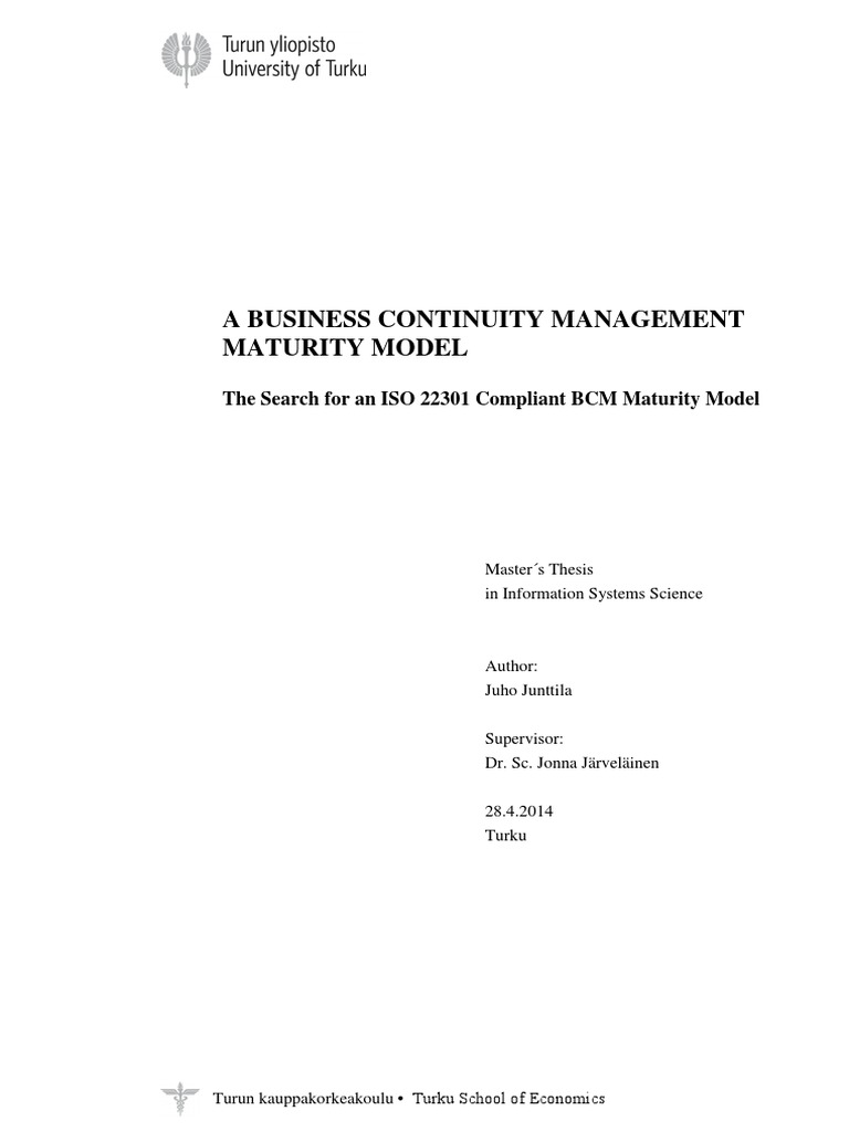 A Business Continuity Management Maturity Model | PDF | Conceptual ...