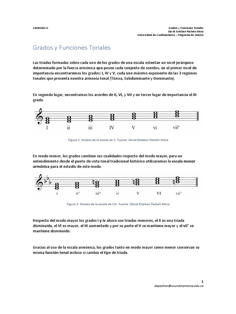 Grados y Funciones Tonales en Música | PDF | Armonía | Acorde (Música)