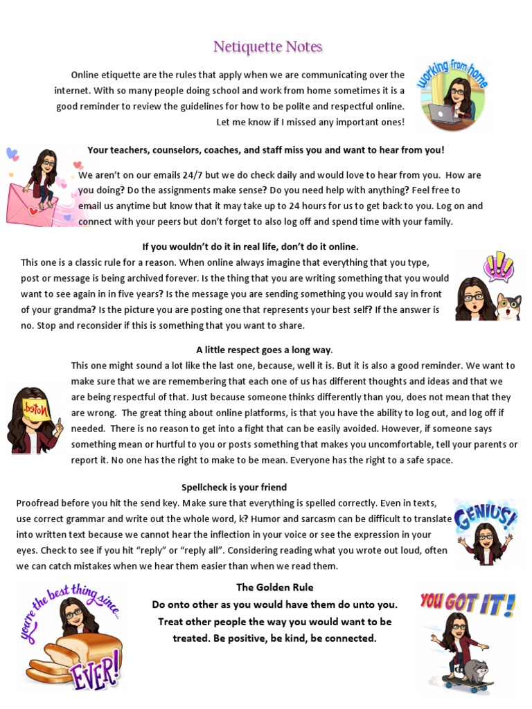 Netiquette Notes: Your Teachers, Counselors, Coaches, and Staff Miss ...