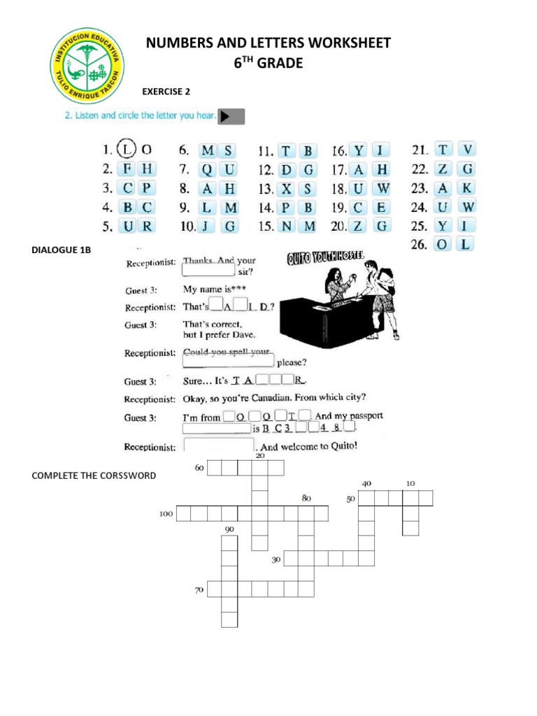 Numbers and Letters Worksheet2 | PDF