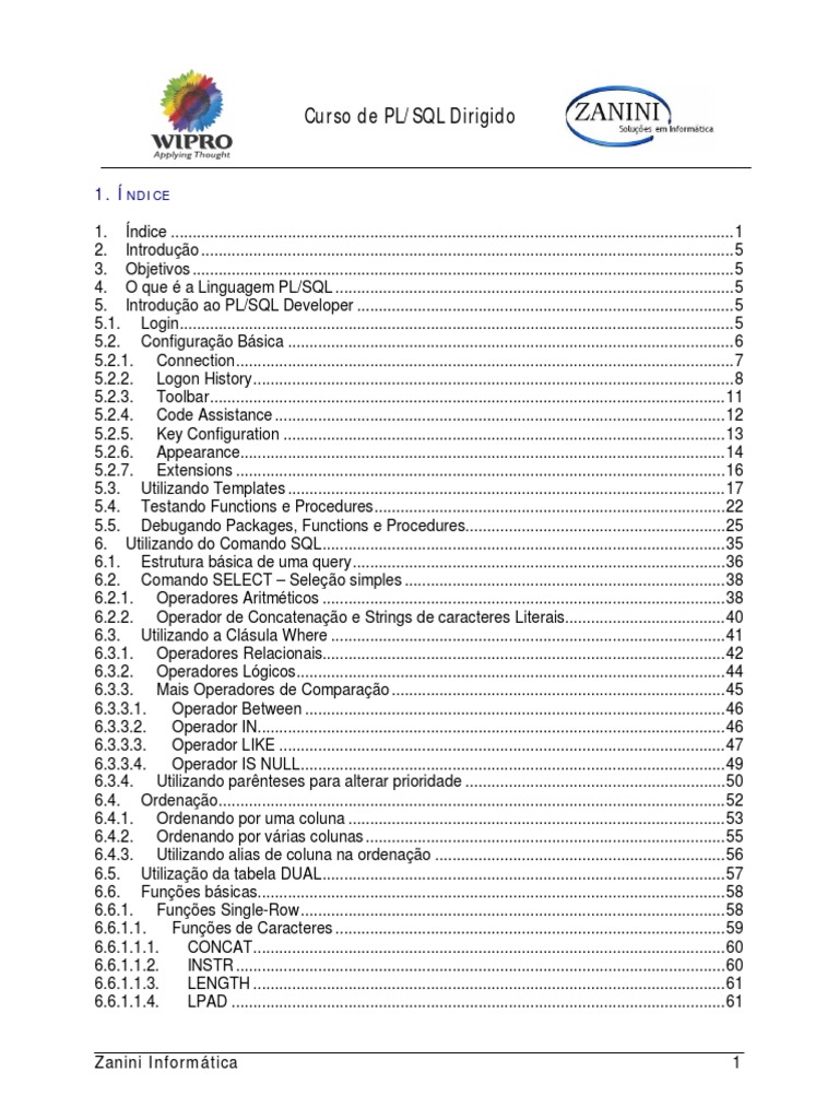 Apostila PLSQL Zanini PDF | PDF | PL/SQL | SQL