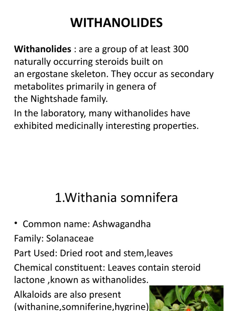 Withanolides: Withanolides: Are A Group of at Least 300 | PDF