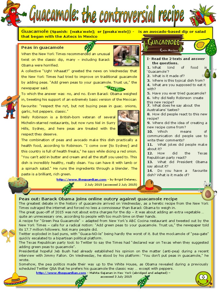 Guacamole The Controversial Recipe Conversation Topics Dialogs Reading ...