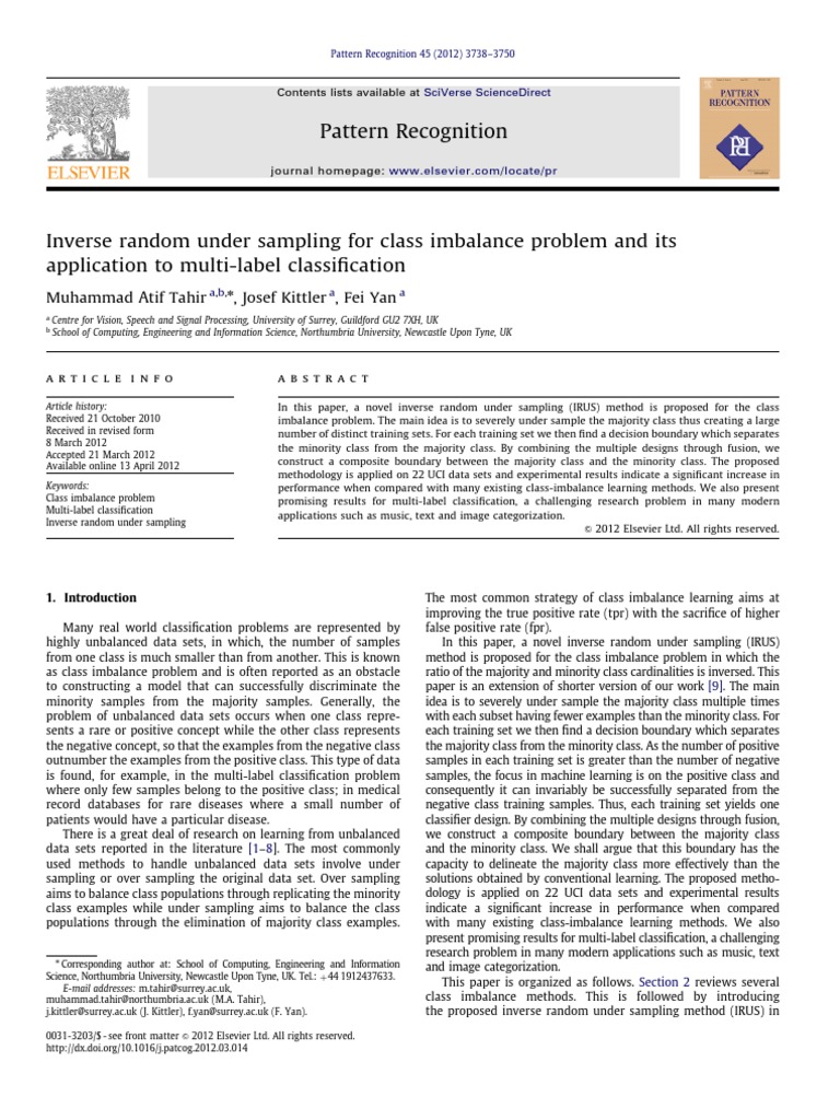 An Inverse Random Under Sampling Technique for Addressing Class ...