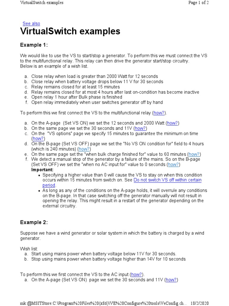 Virtual Switch Examples | PDF | Mains Electricity | Relay